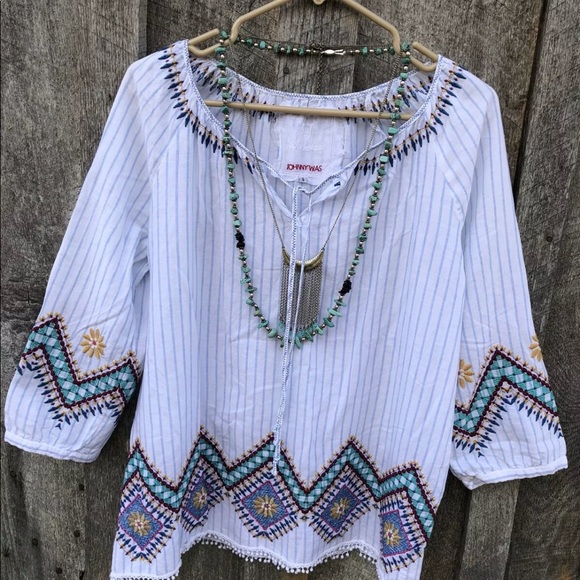 Johnny Was | Tops | Johnny Was 3j Workshop Embroidered Tunic Blouse S ...